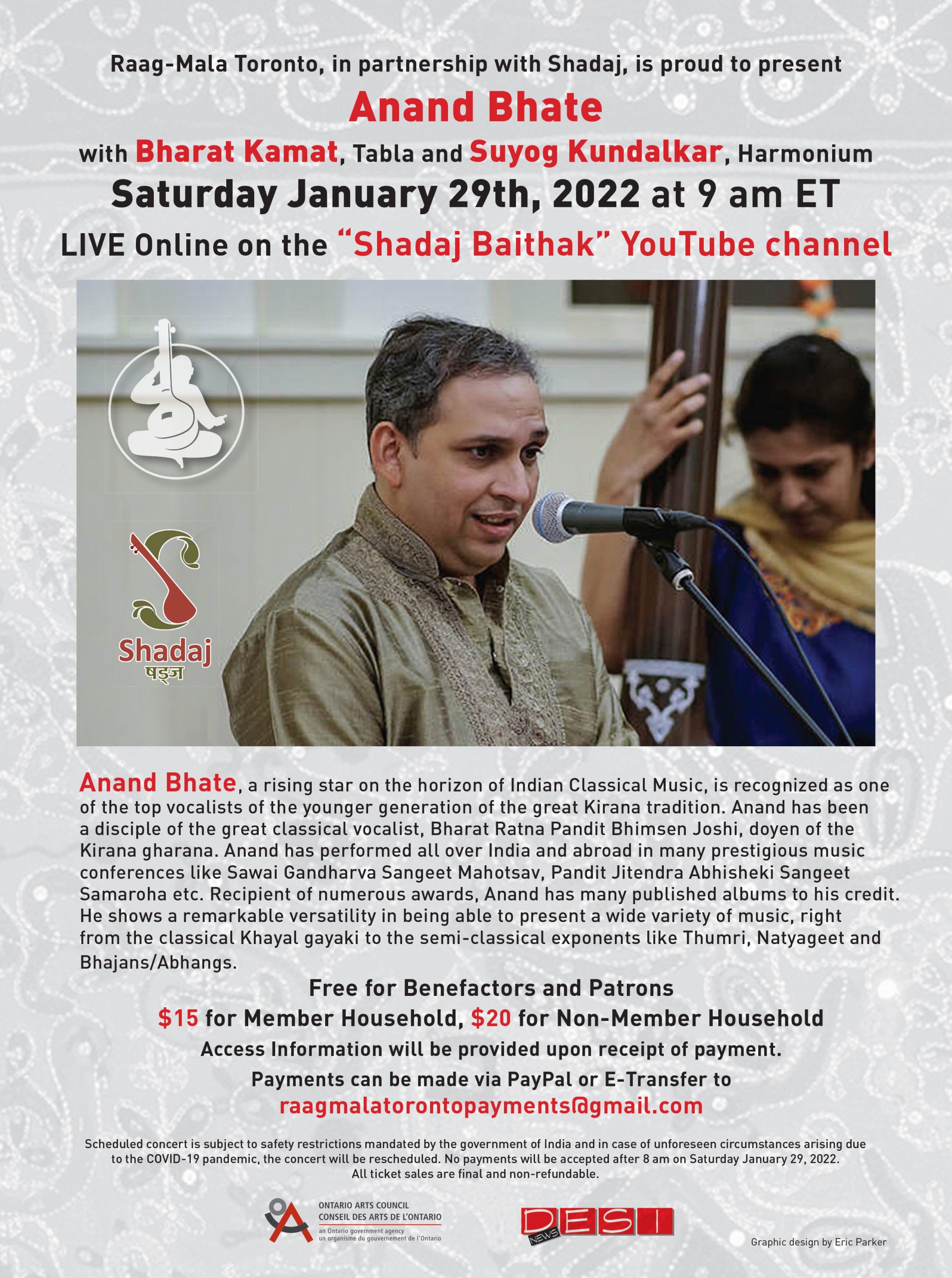 Anand Bhate (Vocal) w Bharat Kamat & Suyog Kundalkar • LIVESTREAM ...